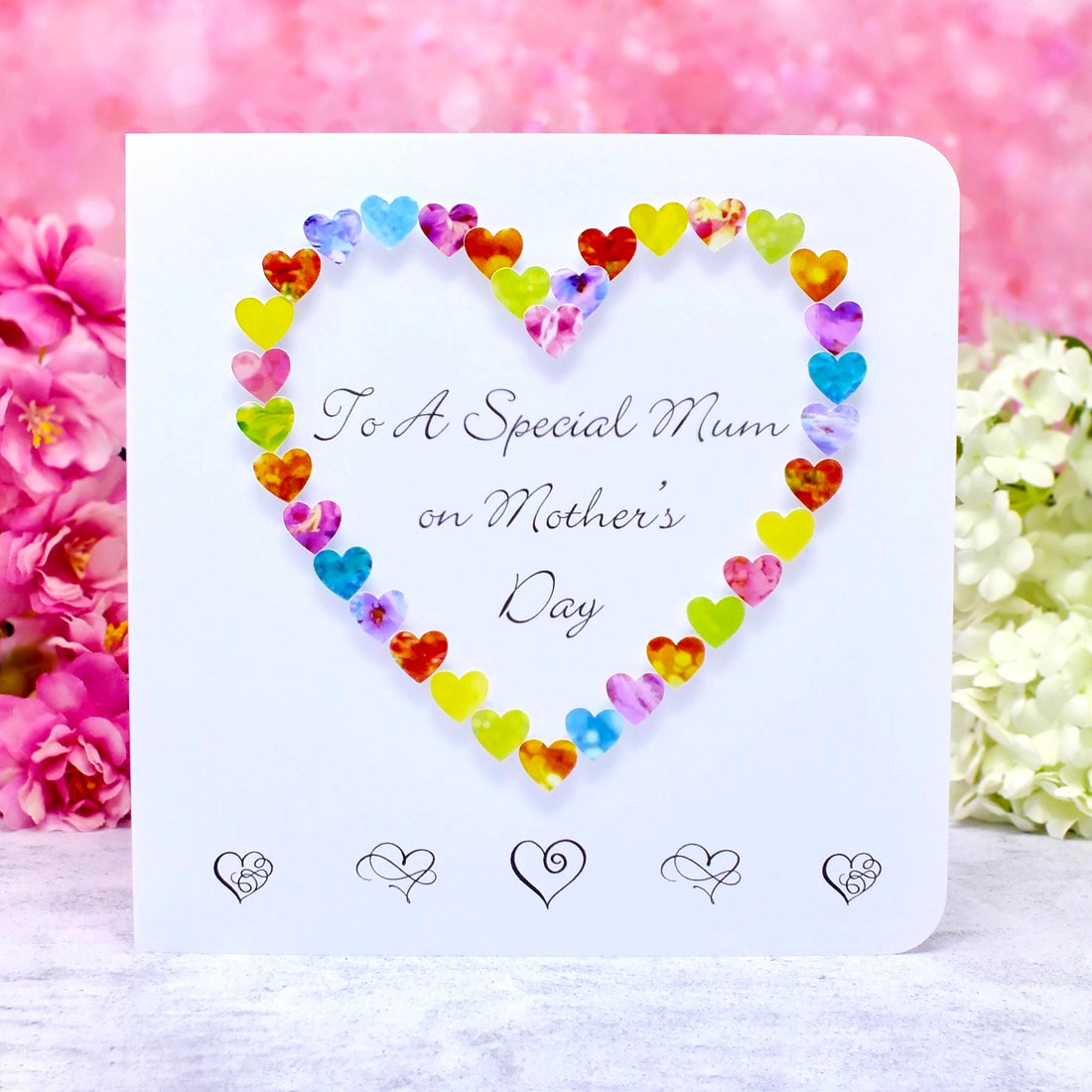 To a Special Mum on Mother's Day Card | Hearts Card | Bright Heart Design