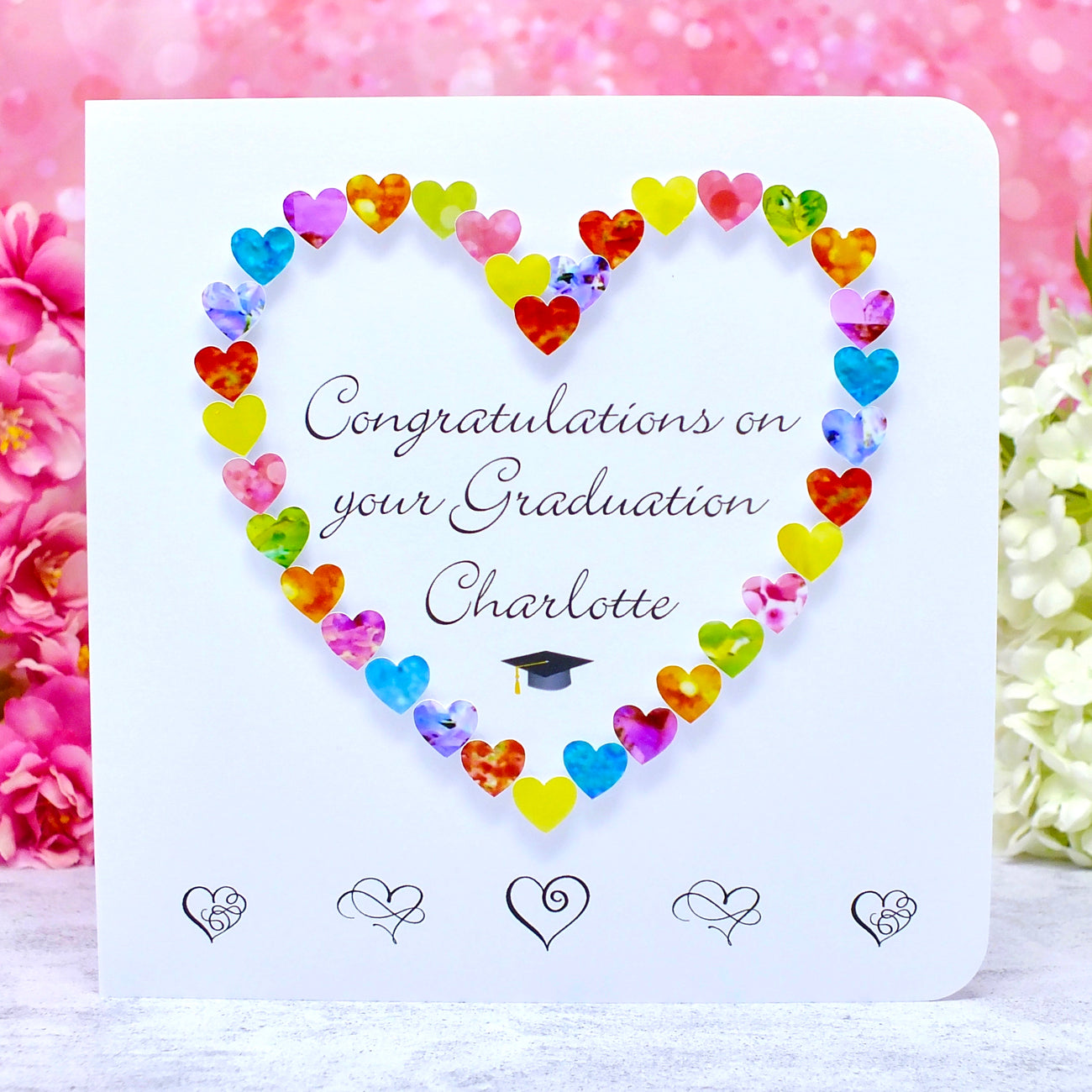 Graduation Card - Hearts, Personalised
