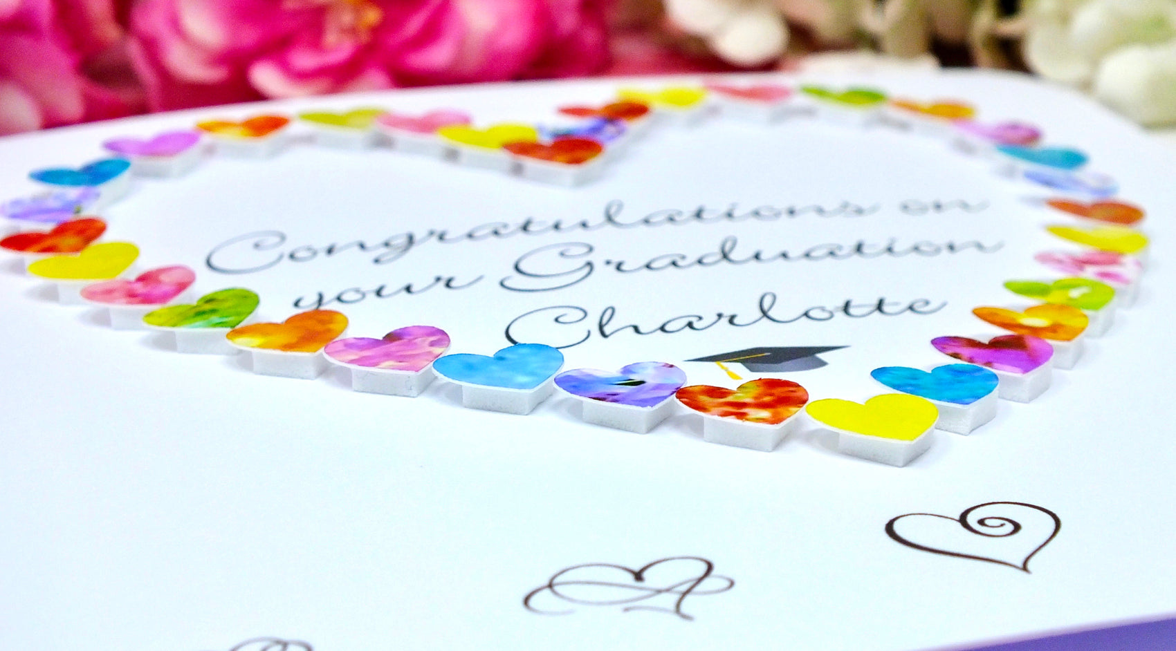 Graduation Card - Hearts, Personalised