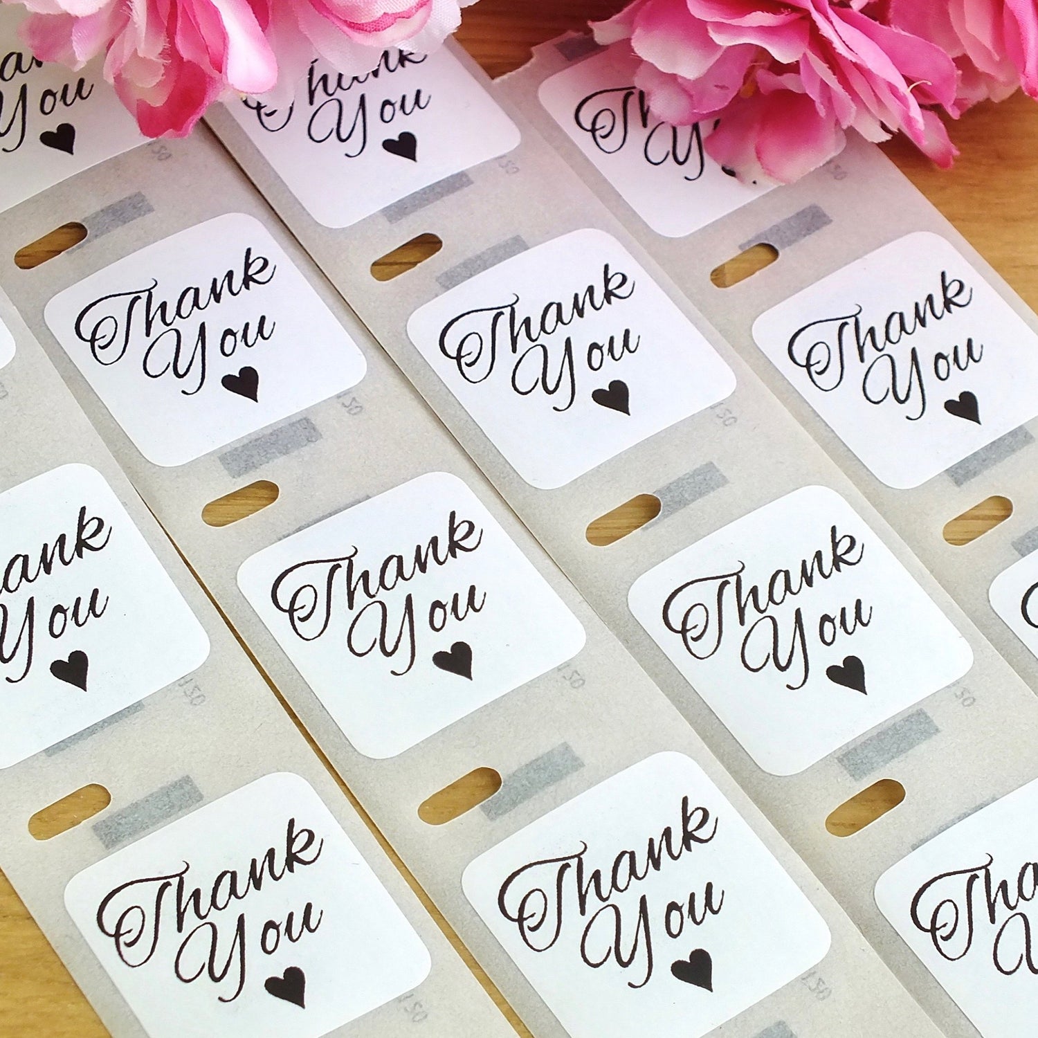Thank You Stickers | Set of 100 White Square | Free Delivery