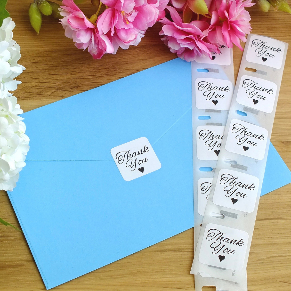 Thank You Stickers | Set of 100 White Square | Free Delivery